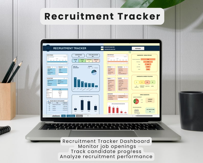 Recruitment Tracker | Excel Template | Recruit Track Dashboard ...