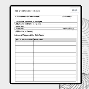 Job Description Template Basic & Advanced MS Word Editable HR New Hire ...