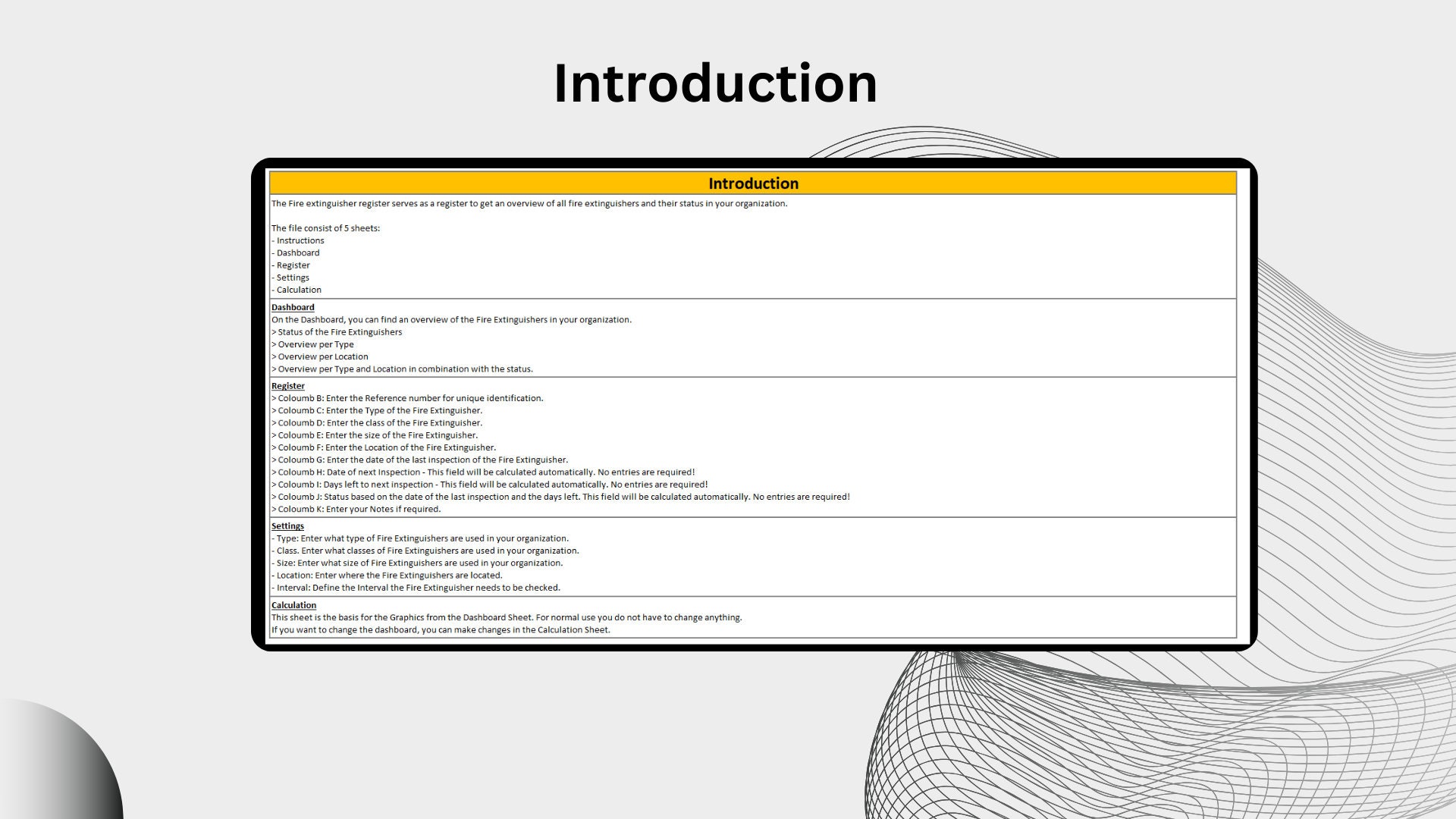 Fire Extinguisher Register | Dashboard | Template | Excel - Etsy