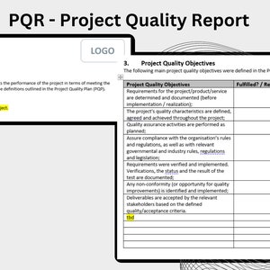 Quality Management for Project Management | Checklist | PQP | PQR - Etsy
