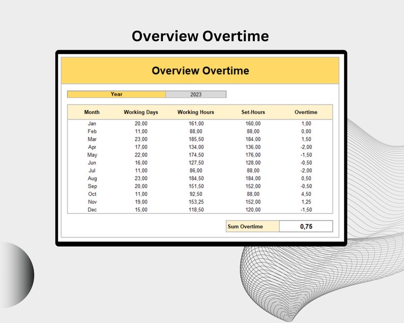 Monthly Employee Time Tracker | Time Sheet | Working Hours | Vacation ...