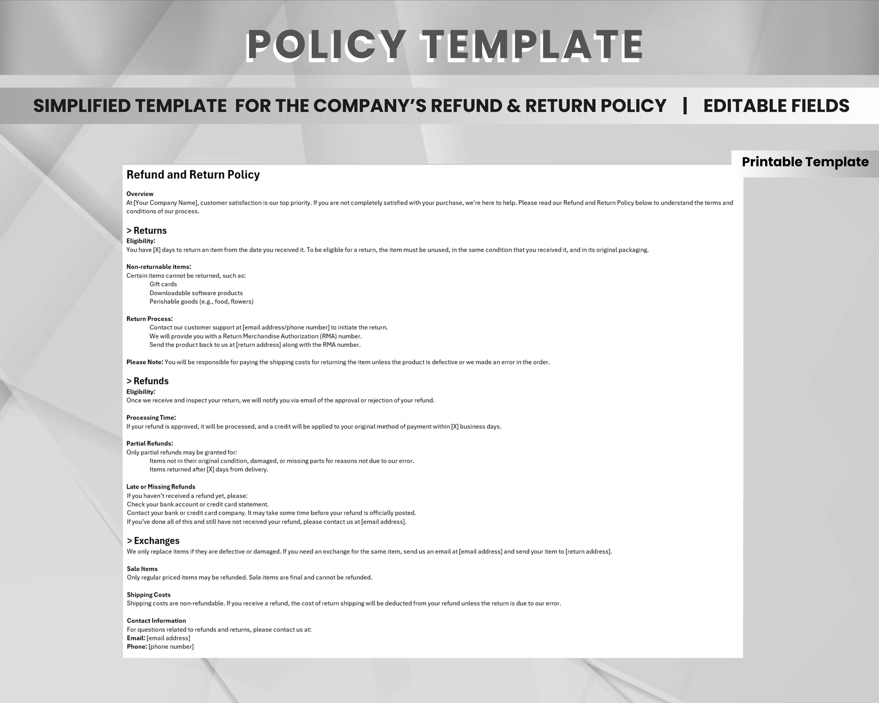 Refund & Return Tracker Template | Refund Return Manager | Customer ...