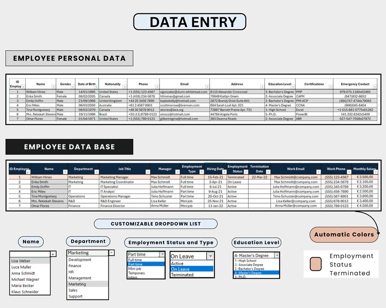 Employee Data Management System Employee Tracker HR Tracker Leave ...