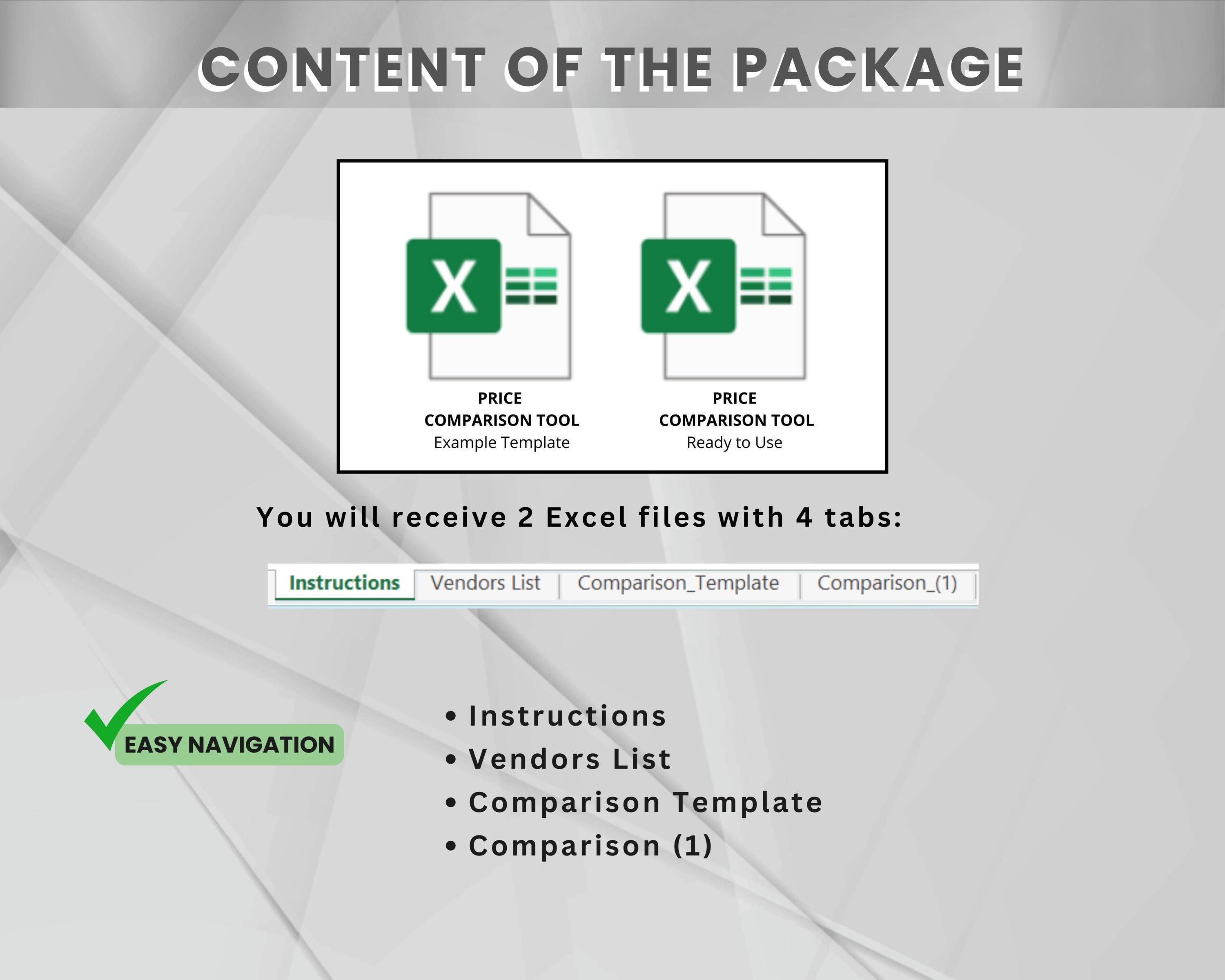 Vendor Price Comparison | Excel Template | Price Comparison Tracker ...