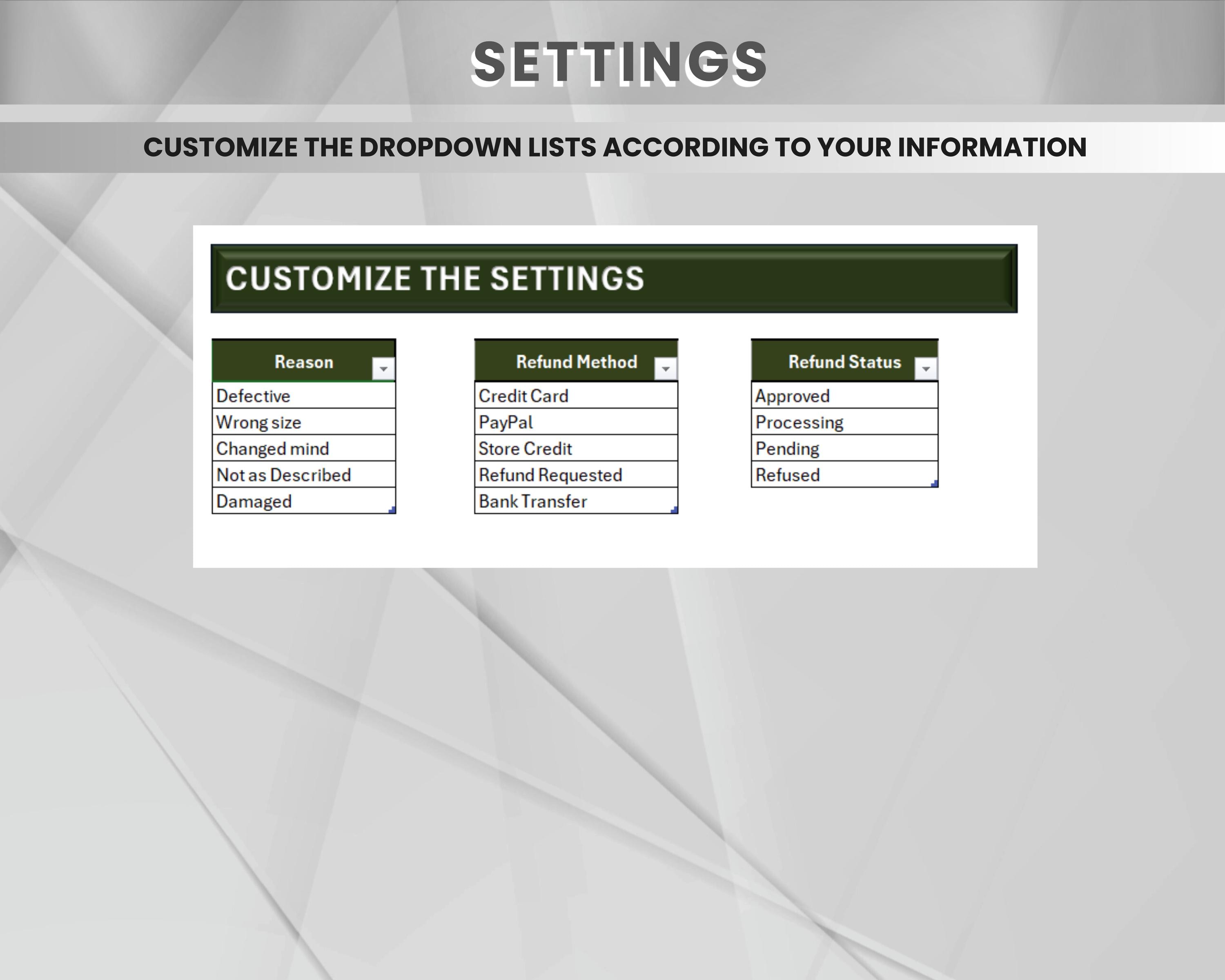 Refund & Return Tracker Template | Refund Return Manager | Customer ...