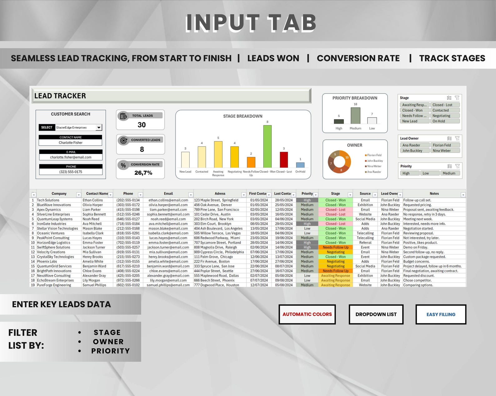 Lead Tracker Excel Template | Simplify Lead Management & Boost ...