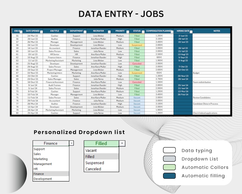 Recruitment Tracker | Excel Template | Recruit Track Dashboard ...