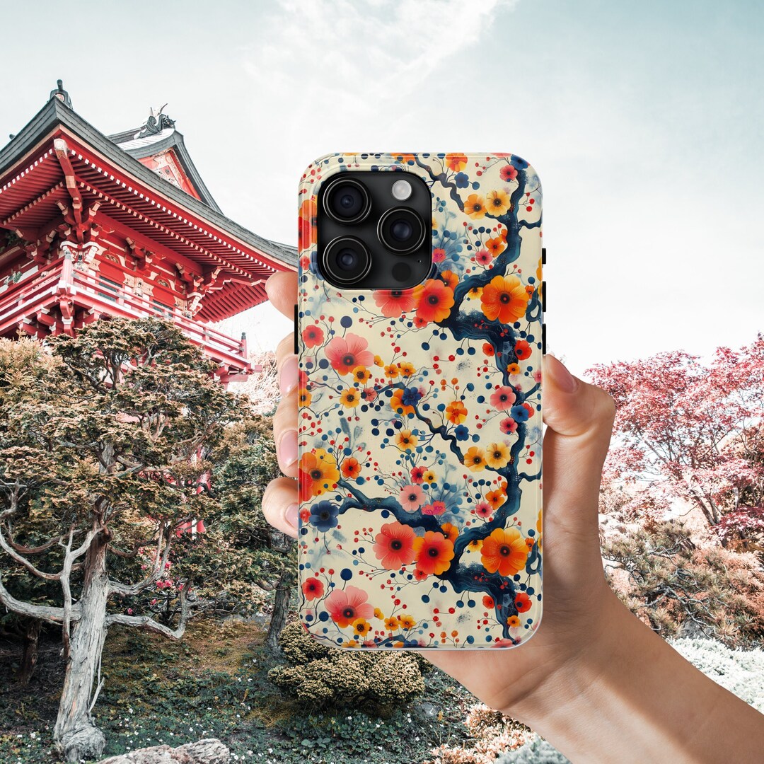 Vintage Japanese Cherry Blossom Phone Case, Tough Protection, Anime ...