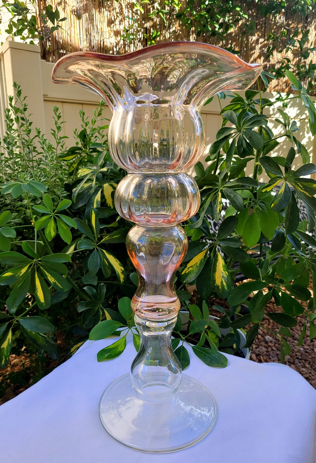 Vintage Pink Glass Vase Etsy