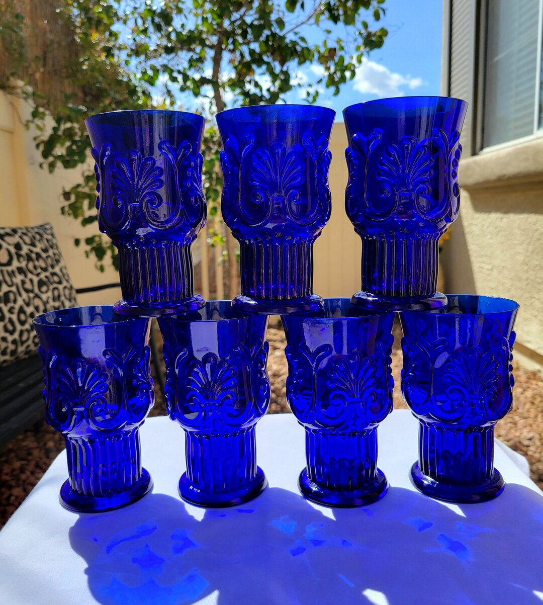 Cobalt Blue Vintage Pilgrim Glass Tumblers - Etsy