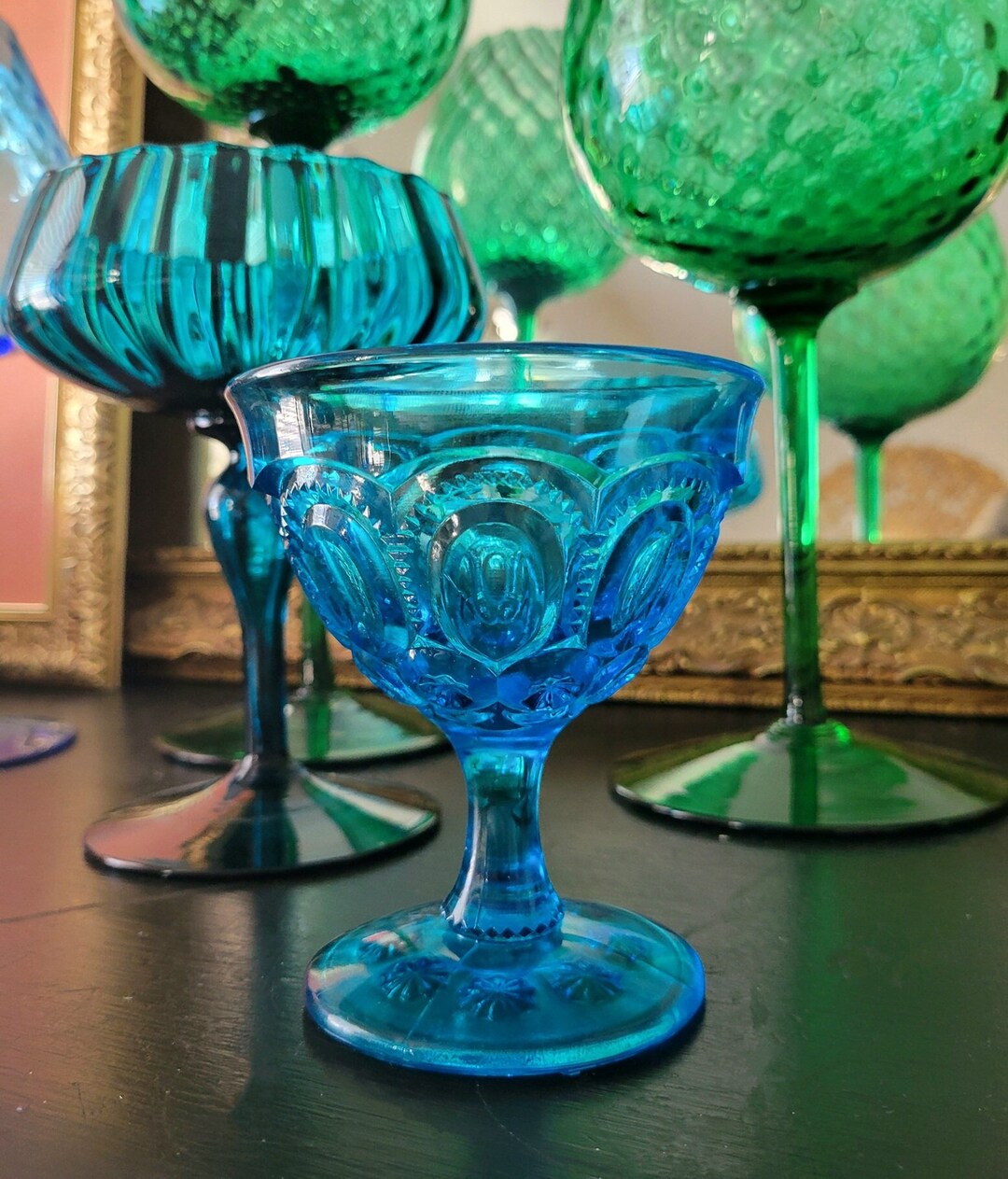 LE Smith Moon & Stars Blue Sherbet Dish - Etsy
