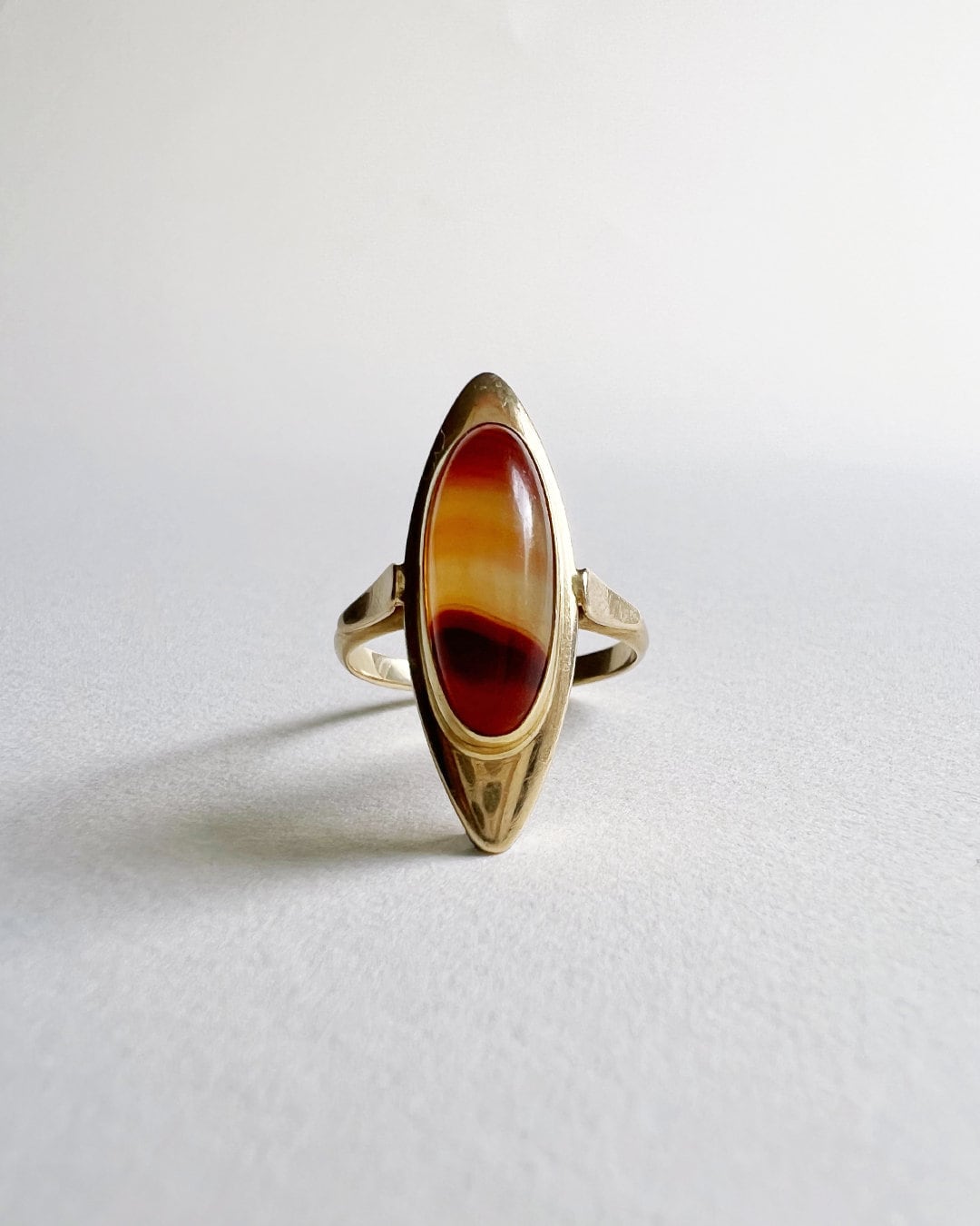 Striped Agate Cornish Ring in 14ct Gold - Etsy