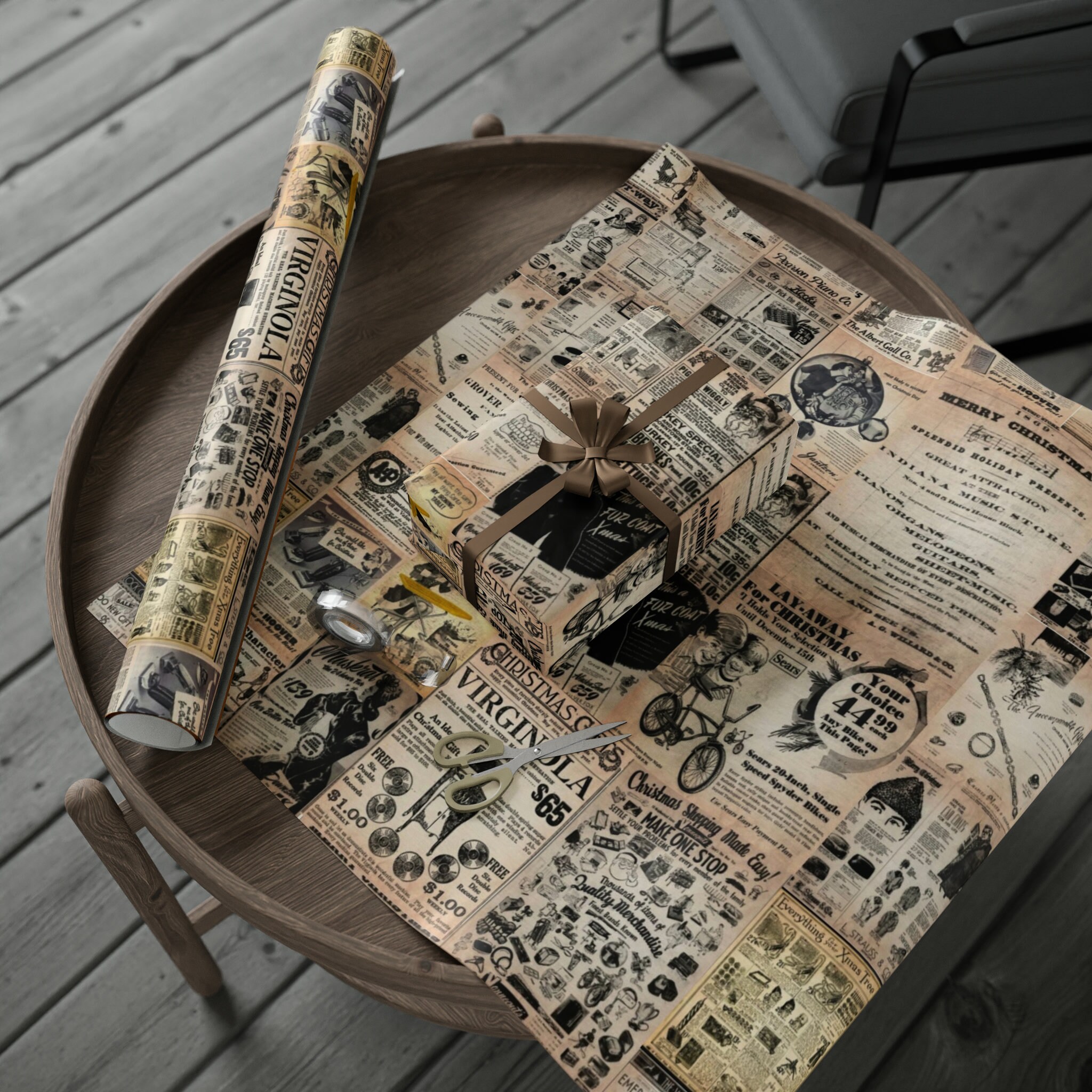 Vintage Christmas Ads Wrapping Papers, Original Design With Vintage ...