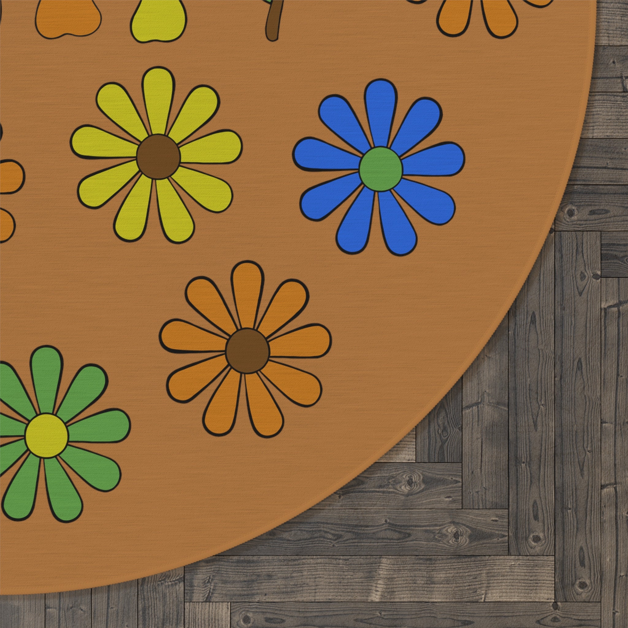 Merry Mushroom Inspired Original Artwork & Design Brown Round Rug Home ...