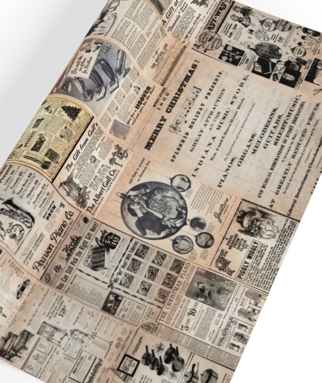 Vintage & Retro Christmas Ads Gift Wrapping Paper Rolls, 1pc, 2 Sizes ...