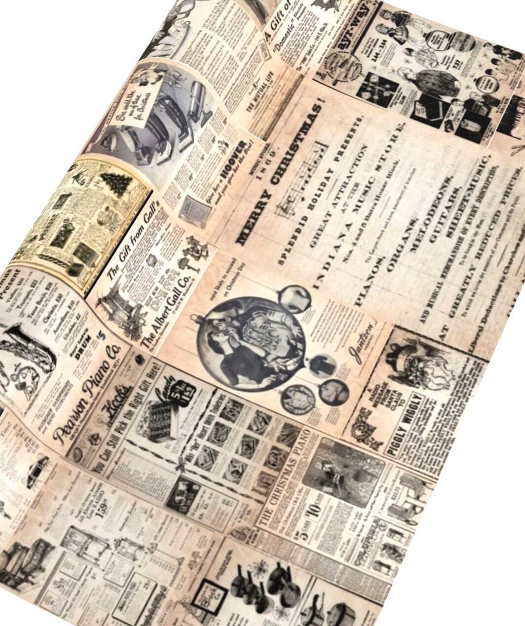 Vintage & Retro Christmas Ads Gift Wrapping Paper Rolls, 1pc, 2 Sizes ...