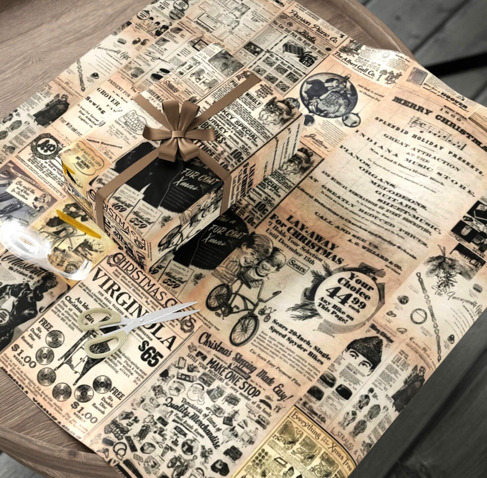 Vintage Christmas Ads Wrapping Papers, Original Design With Vintage ...