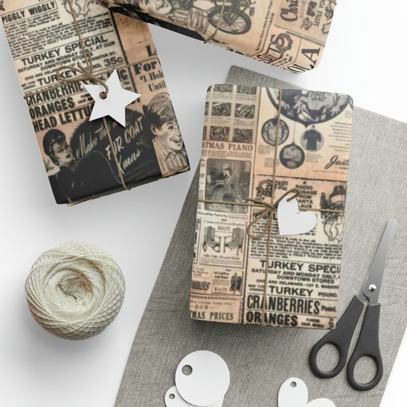 Vintage Christmas Ads Wrapping Papers, Original Design With Vintage ...