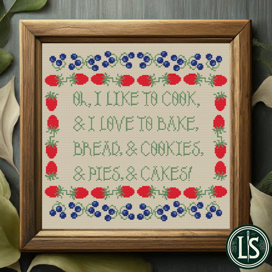 Berry Pie Cross Stitch Pattern - Handmade DIY Berry Embroidery Guide ...