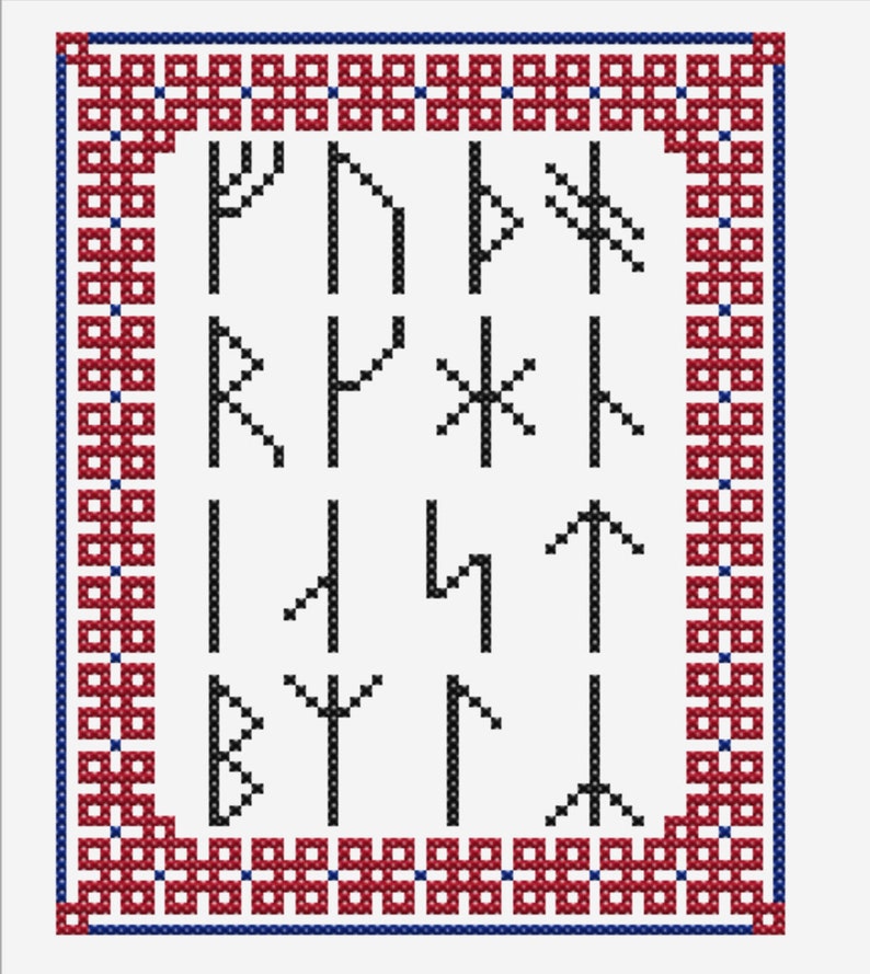 Younger Futhark Runes Cross Stitch Pattern: Viking Age Norse Embroidery ...