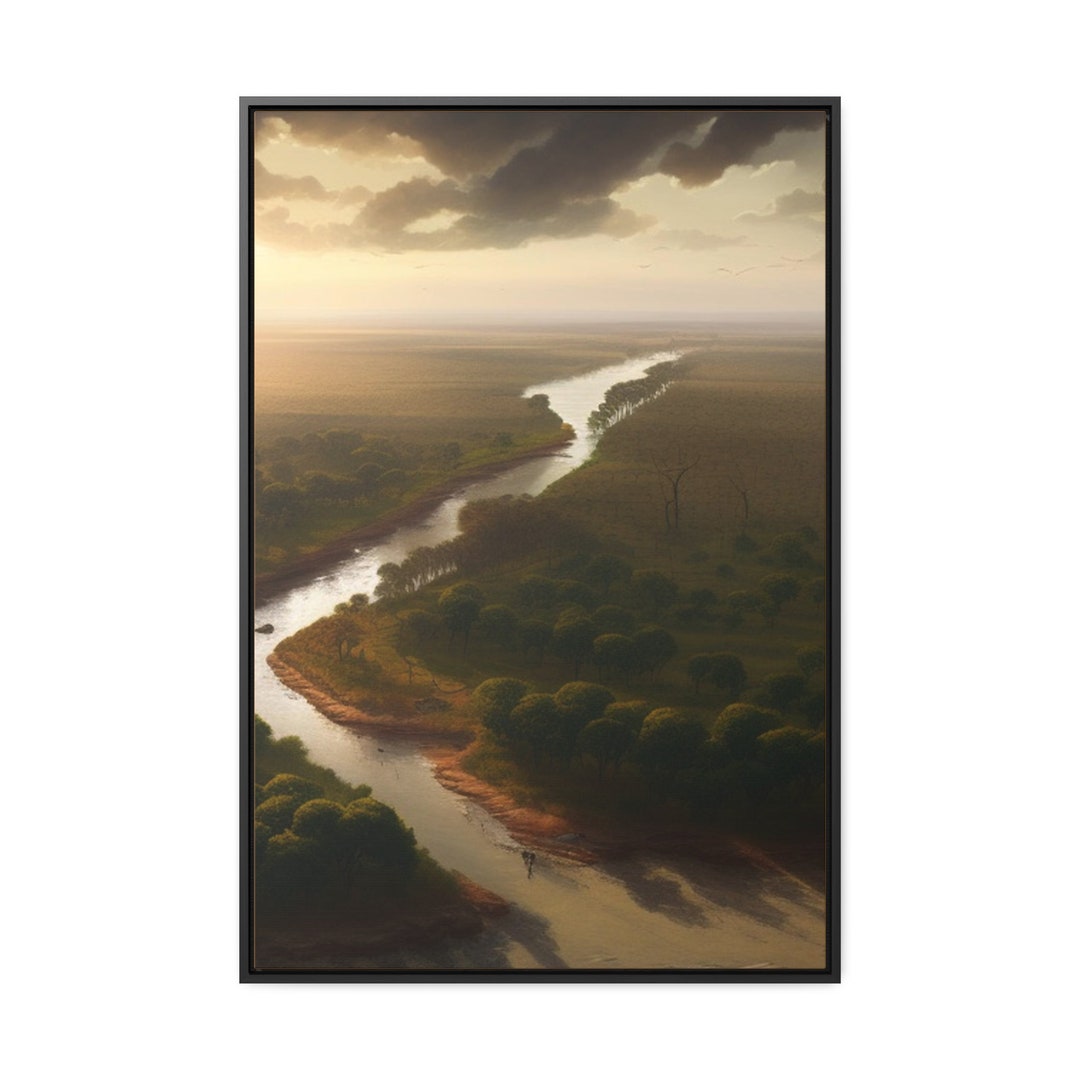 Muddy Mississippi River Delta Aerial View Landscape Canvas Wallart ...