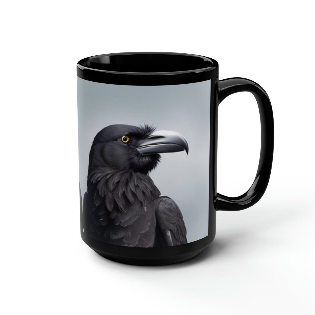 Odins Mythic Ravens Coffee Mug Black 15oz, Ceramic Tea Cup, Huginn ...