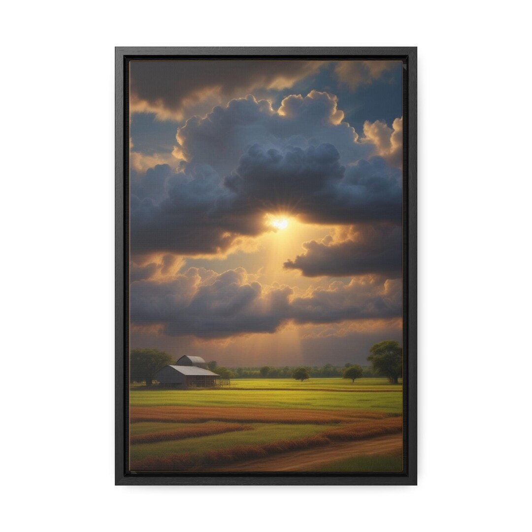 Mississippi Delta Sunset Rural Landscape and Dramatic Cloudscape Canvas ...