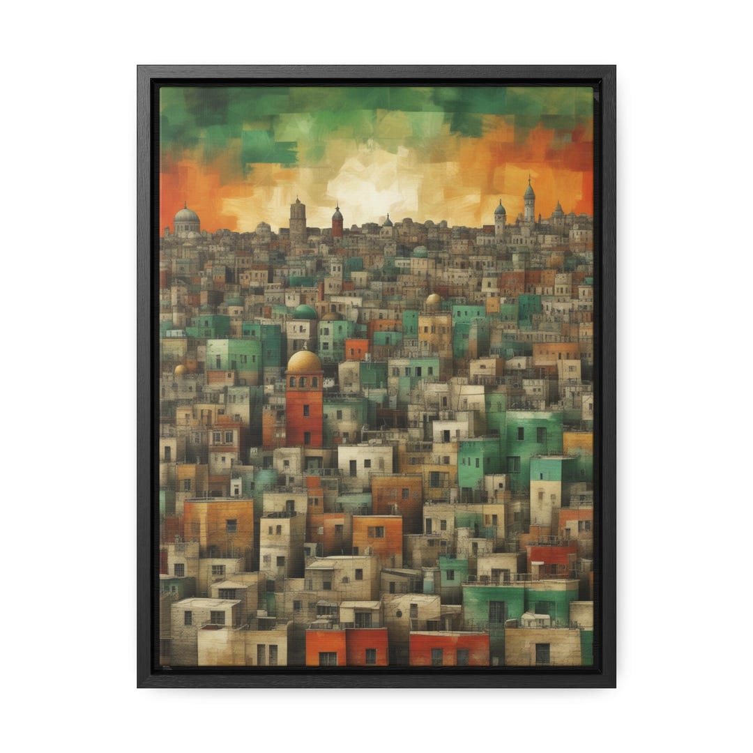 Gaza City Contemporary Urbanscape Modern Wall Artwork, Framed Giclee ...