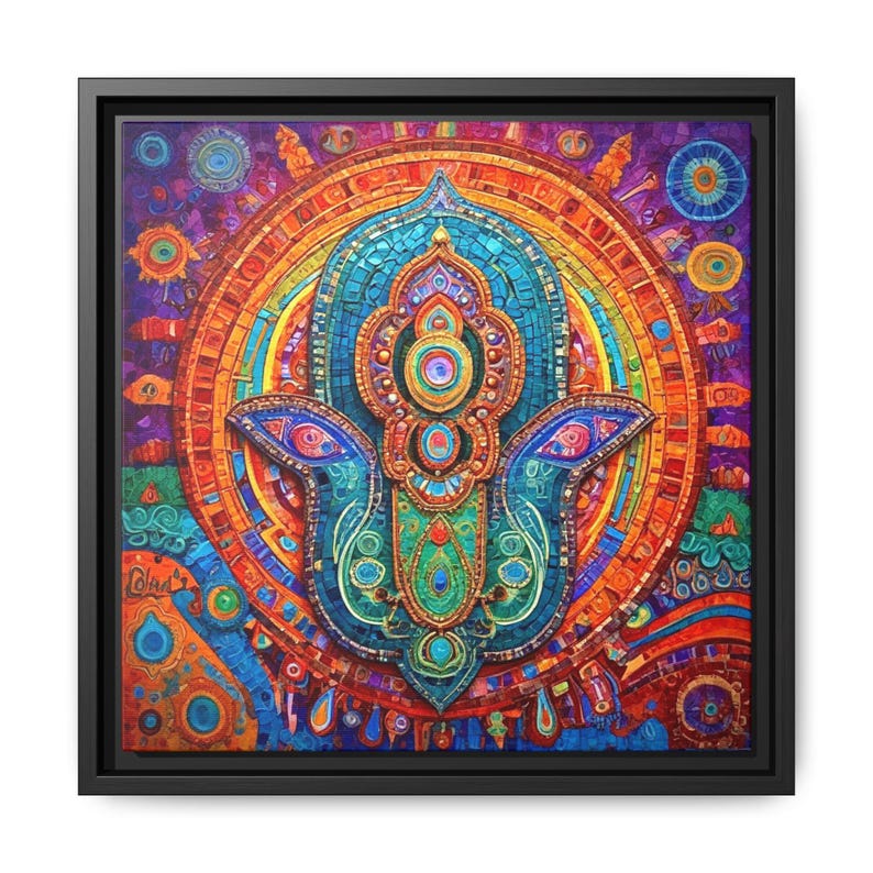 Colorful Hamsa Mosaic Canvas Print | Nazar Evil Eye Boho Wall Decor ...