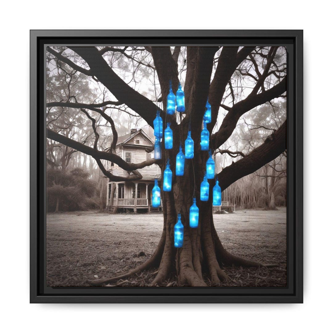 Haint Blue Bottle Tree Canvas | Southern Gothic Folk Art Rooted in ...