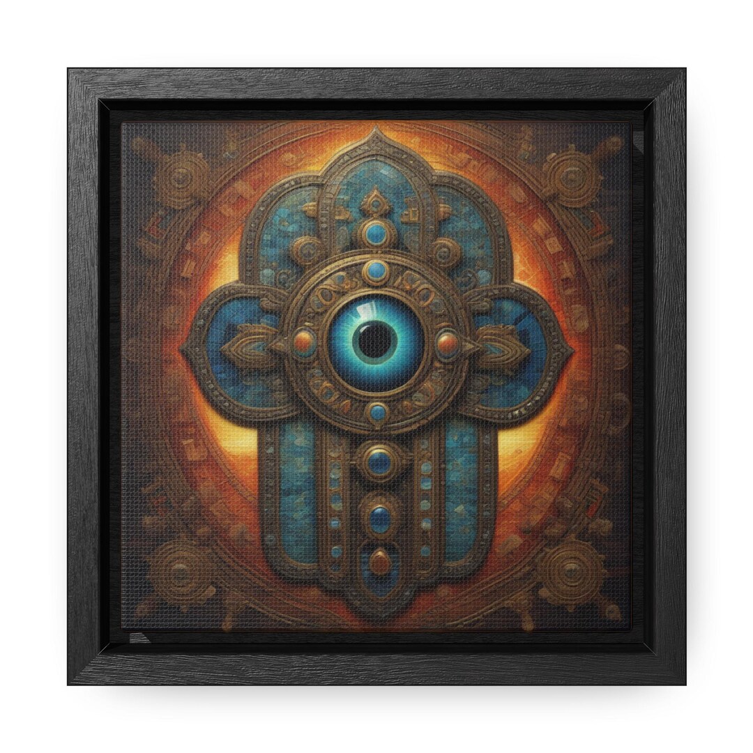 Hamsa Hand Evil Eye Canvas Print – Palm of Fatima Giclée Wall Art ...