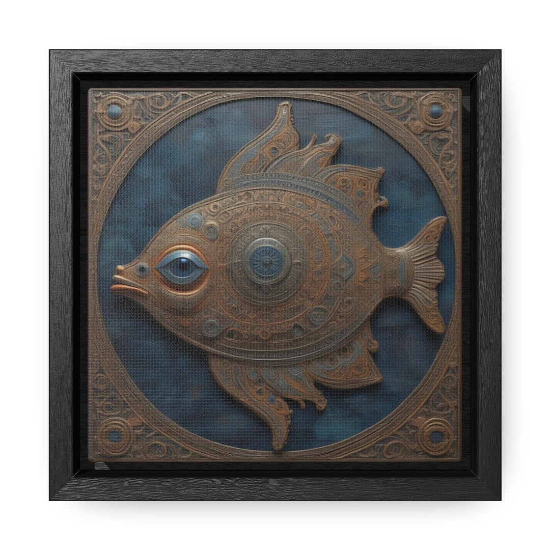 Mystical Evil Eye Fish Gilded Design, Canvas Print, Framed Giclee ...