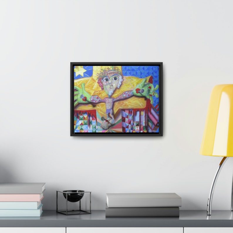 Crucifix Jesus Star of David, Contemporary Crucifixion Cubist Painting ...