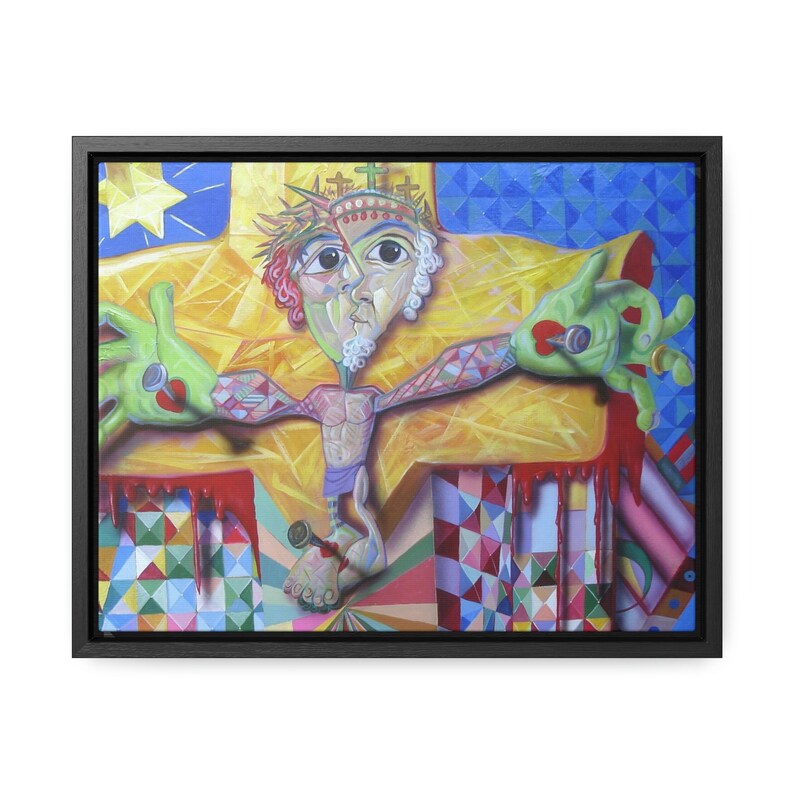 Crucifix Jesus Star of David, Contemporary Crucifixion Cubist Painting ...
