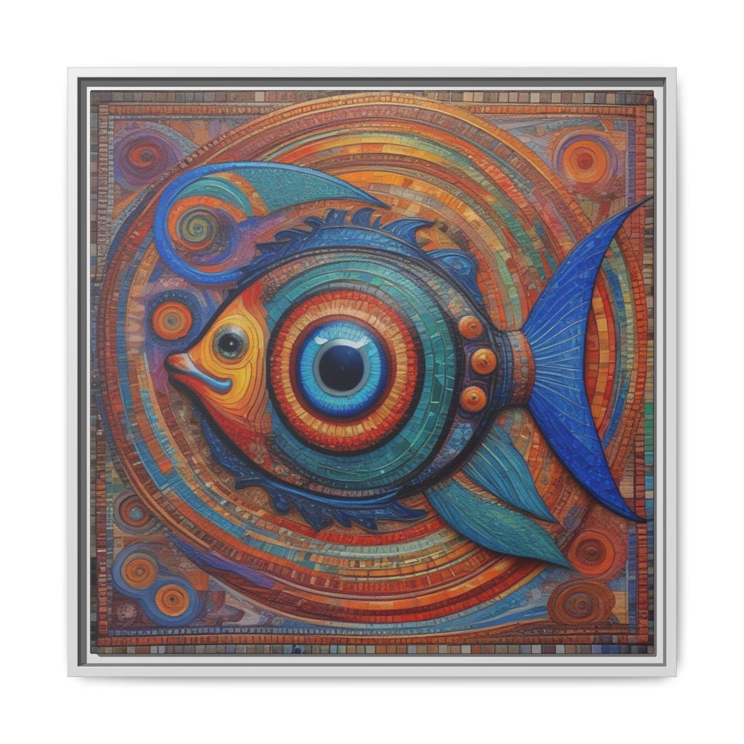 Evil Eye Fish Colorful Abstract Canvas Print, Oceanic Animal Wall Art ...