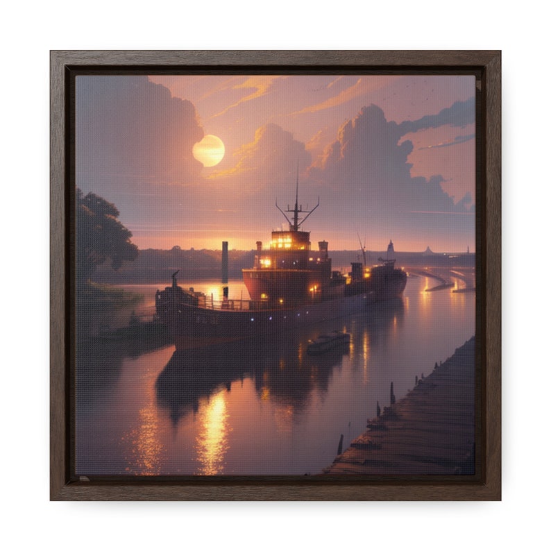River Delta Moonlit Riverboat, Lower Mississippi Riverside Wall Art ...