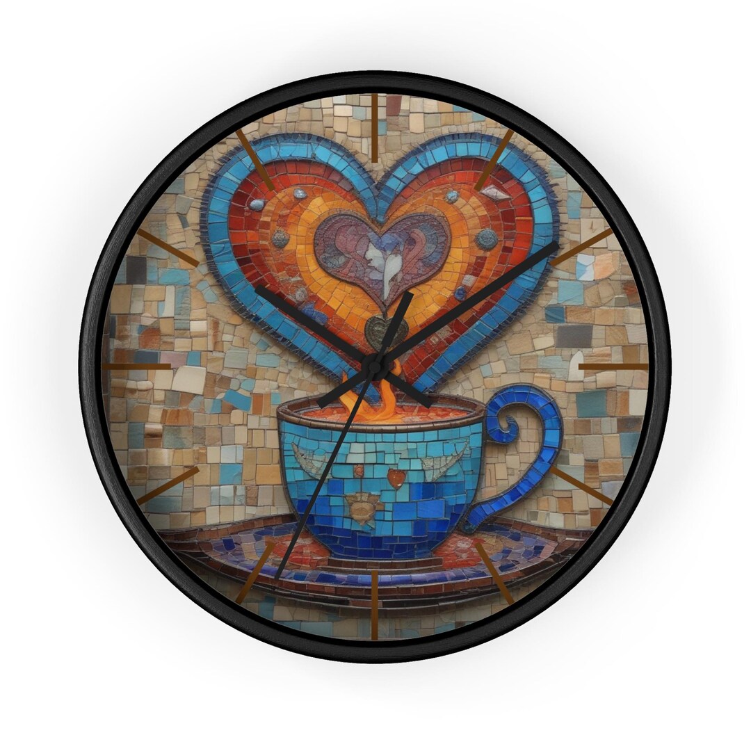 Mosaic Love Potion Wall Clock, Abstract Expressionist Boho Home Decor ...