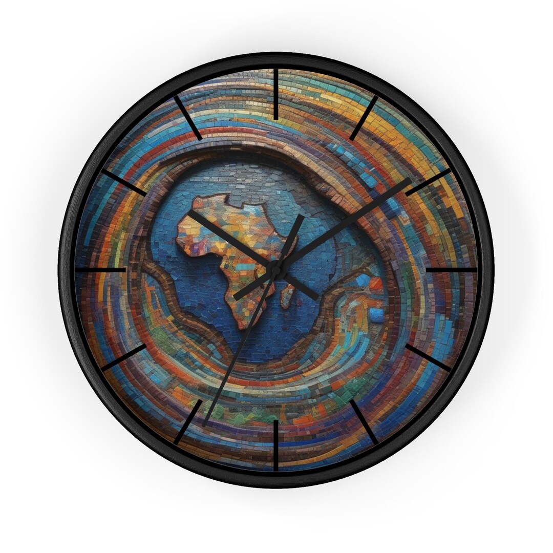 Mosaic Africa Map Circular Wall Clock | African Diaspora Whirlwinds ...
