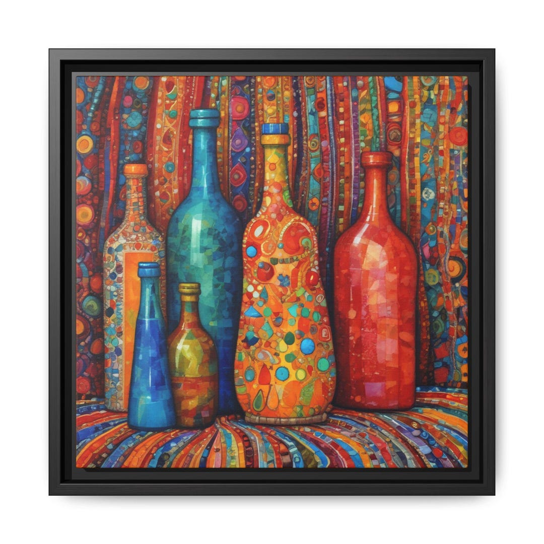 Fauvist Canvas Wall Art: Colorful Bottles - Living Room Decor - Etsy