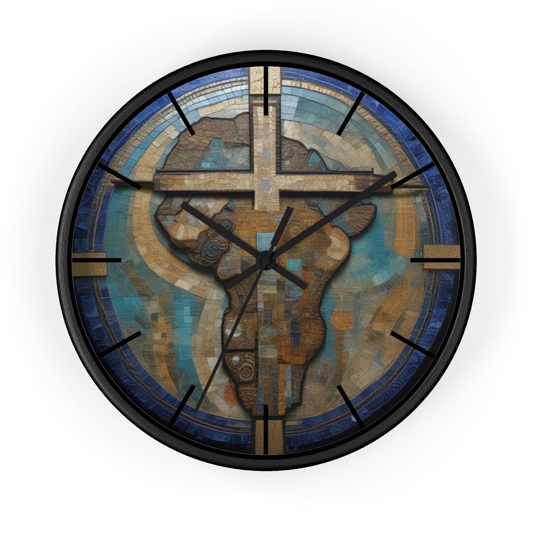Africa Map Mosaic Circular Wall Clock | Cross & Continent | African ...