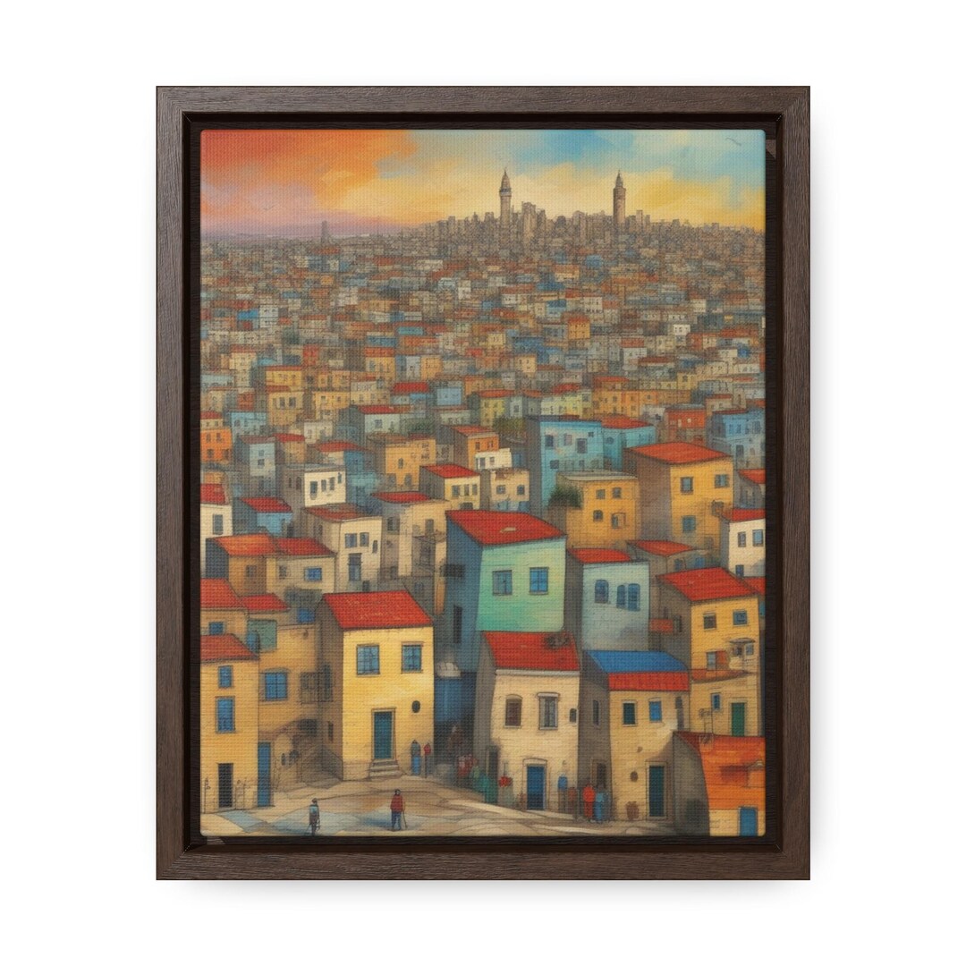 Artistic Gaza City Palestine Skyline Canvas Wall Art, Urban View ...