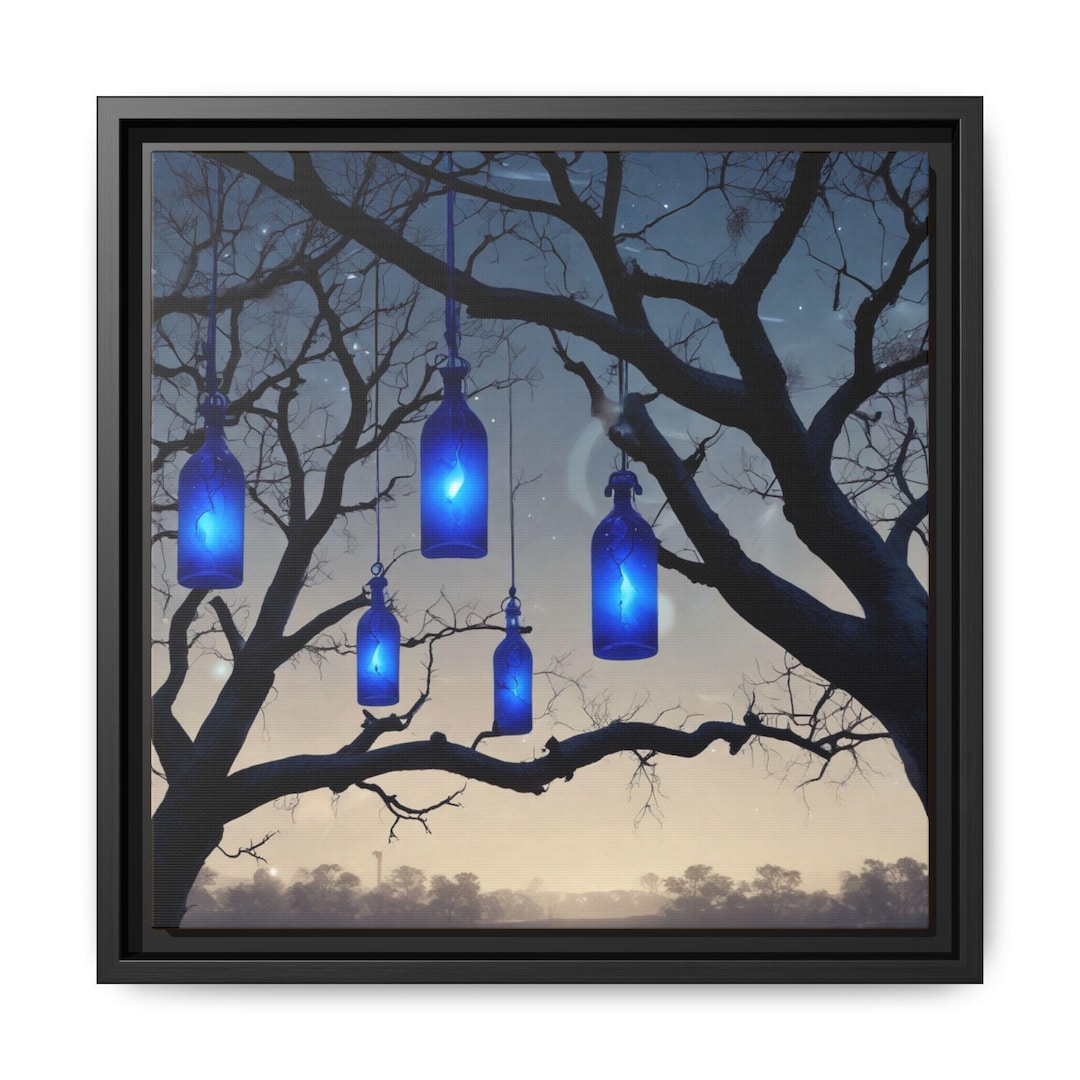 Haint Blue Bottle Tree Wall Art Decor, Bohemian Eclectic Living Room ...