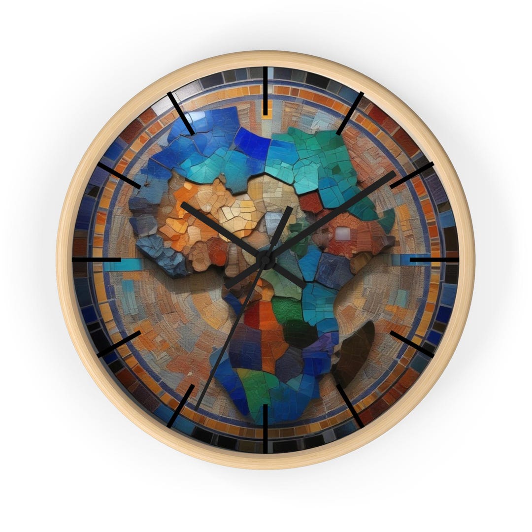 Mosaic Africa Map Wall Clock - Vibrant Art for Curious Souls, Unique ...