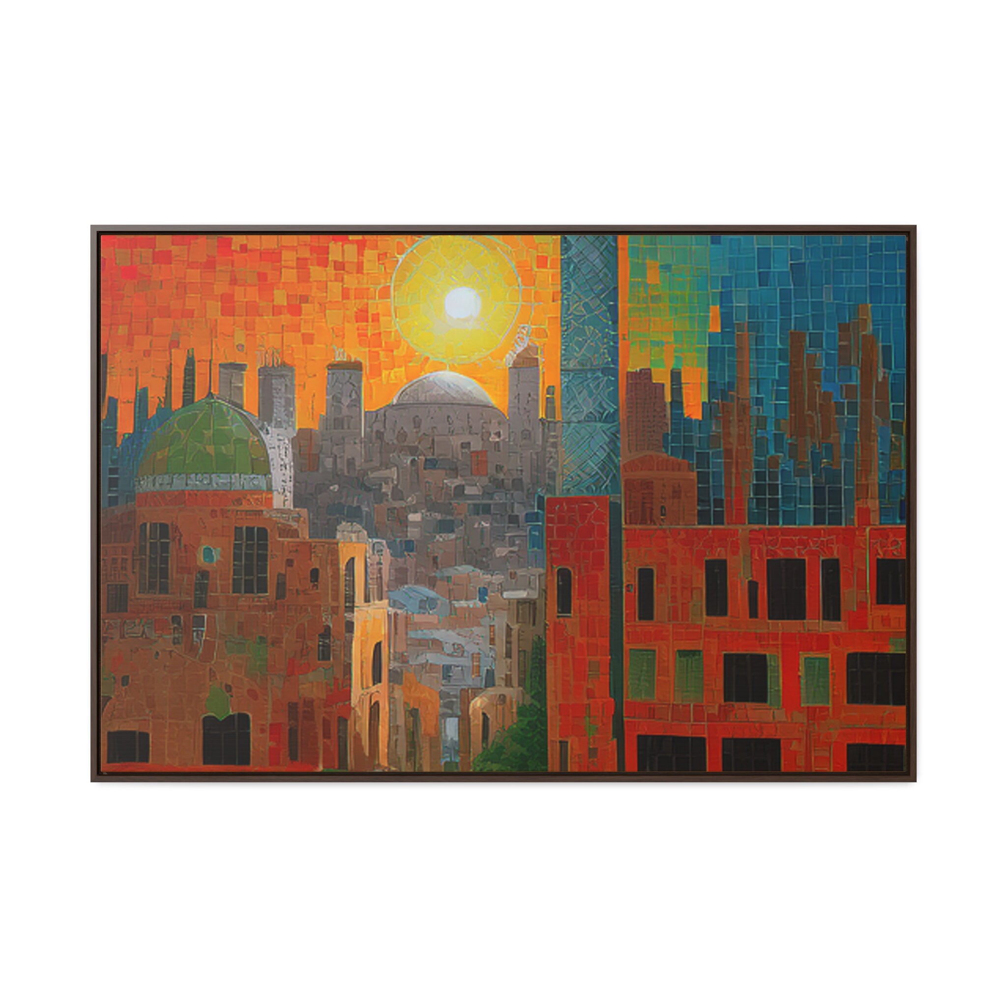 Gaza Palestine Palestinian Mosaic Cityscape Wall Art Canvas Print ...