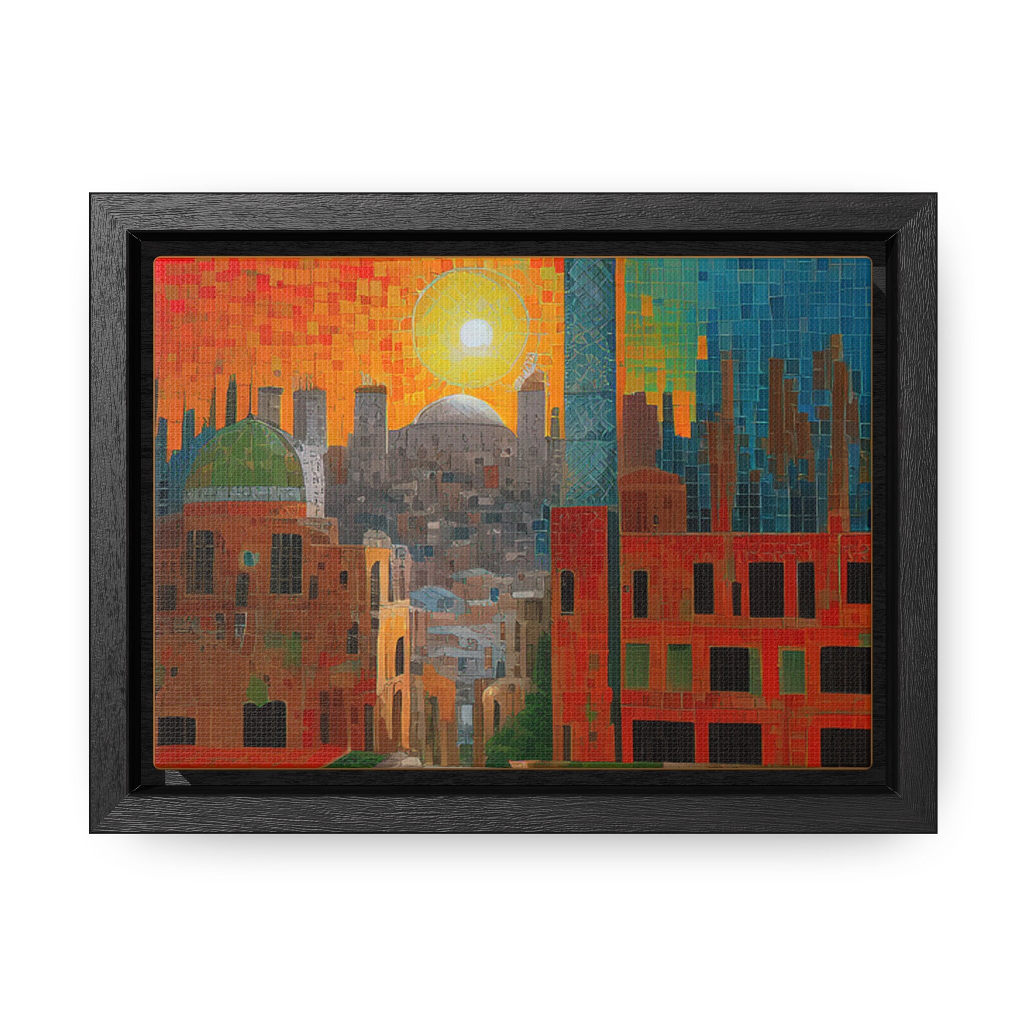 Gaza Palestine Palestinian Mosaic Cityscape Wall Art Canvas Print Framed, Byzantine Architecture ...