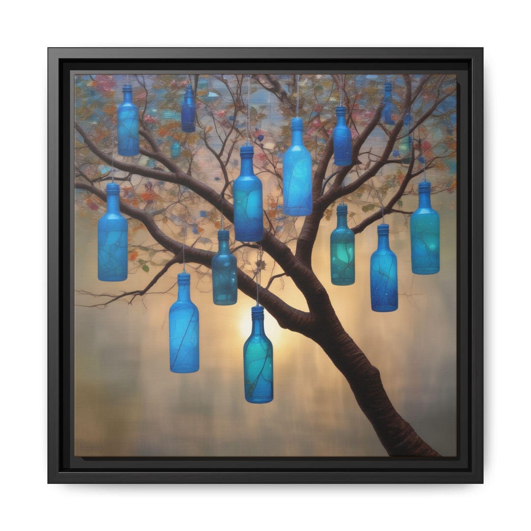Crepe Myrtle Bottle Tree Canvas Wall Art Cobalt Haint Talisman Print ...