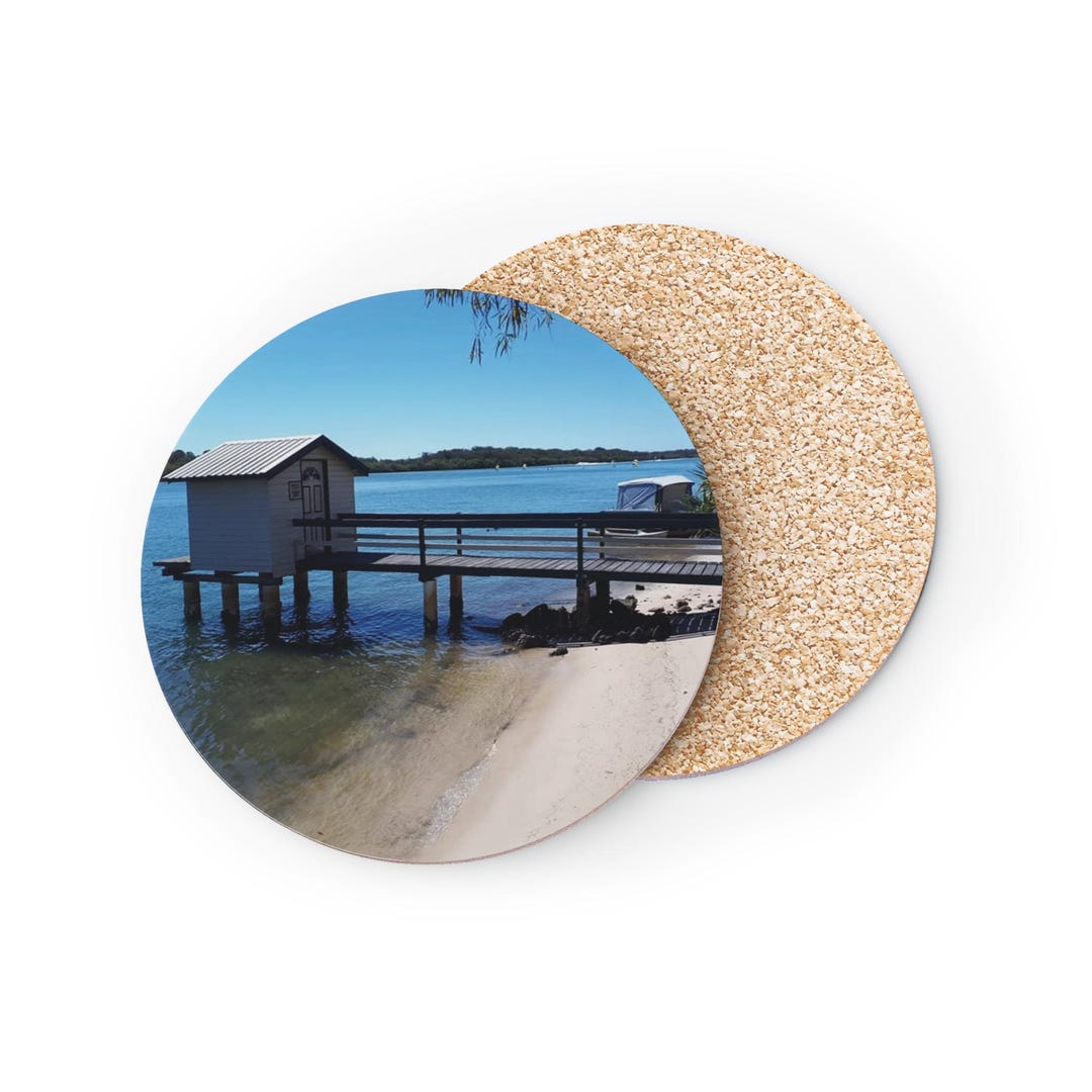 Coasters Set, River Scene Boathouse Coasters, Fisherman Gift, Fishing ...