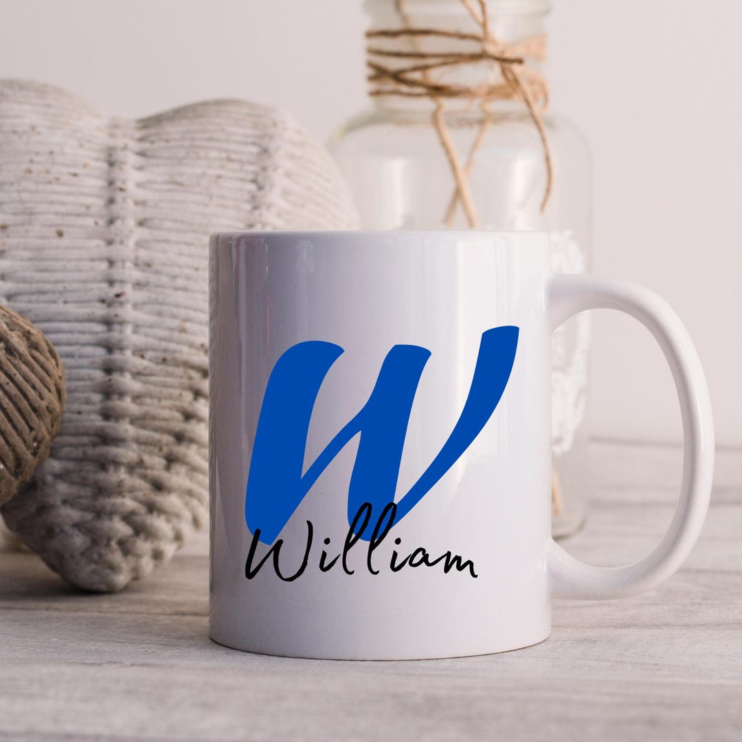 W Letter Monogram Mug, Personalised Initial Mug, Letter W Custom Mug - Etsy
