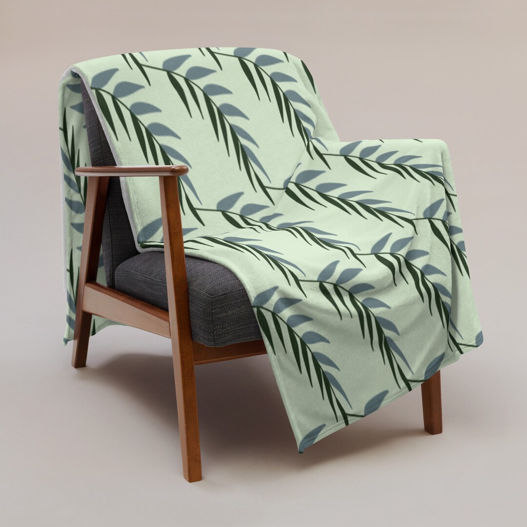 Green Palm Leaf Throw Blanket 50 X 60 Inches - Etsy