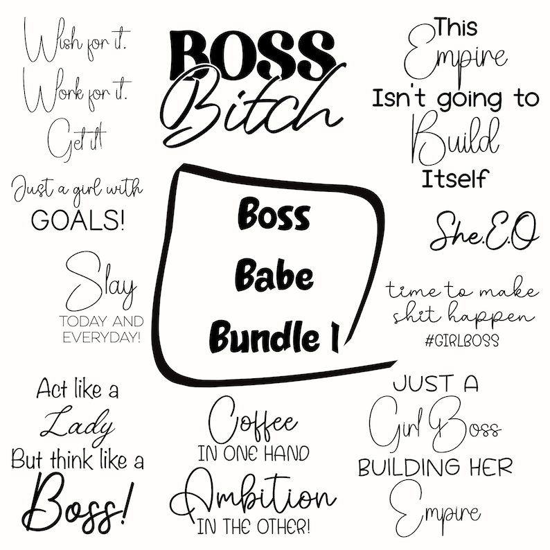 Boss Babe and Girl Boss SVG PNG Bundle, Female Entrepreneur Clipart ...